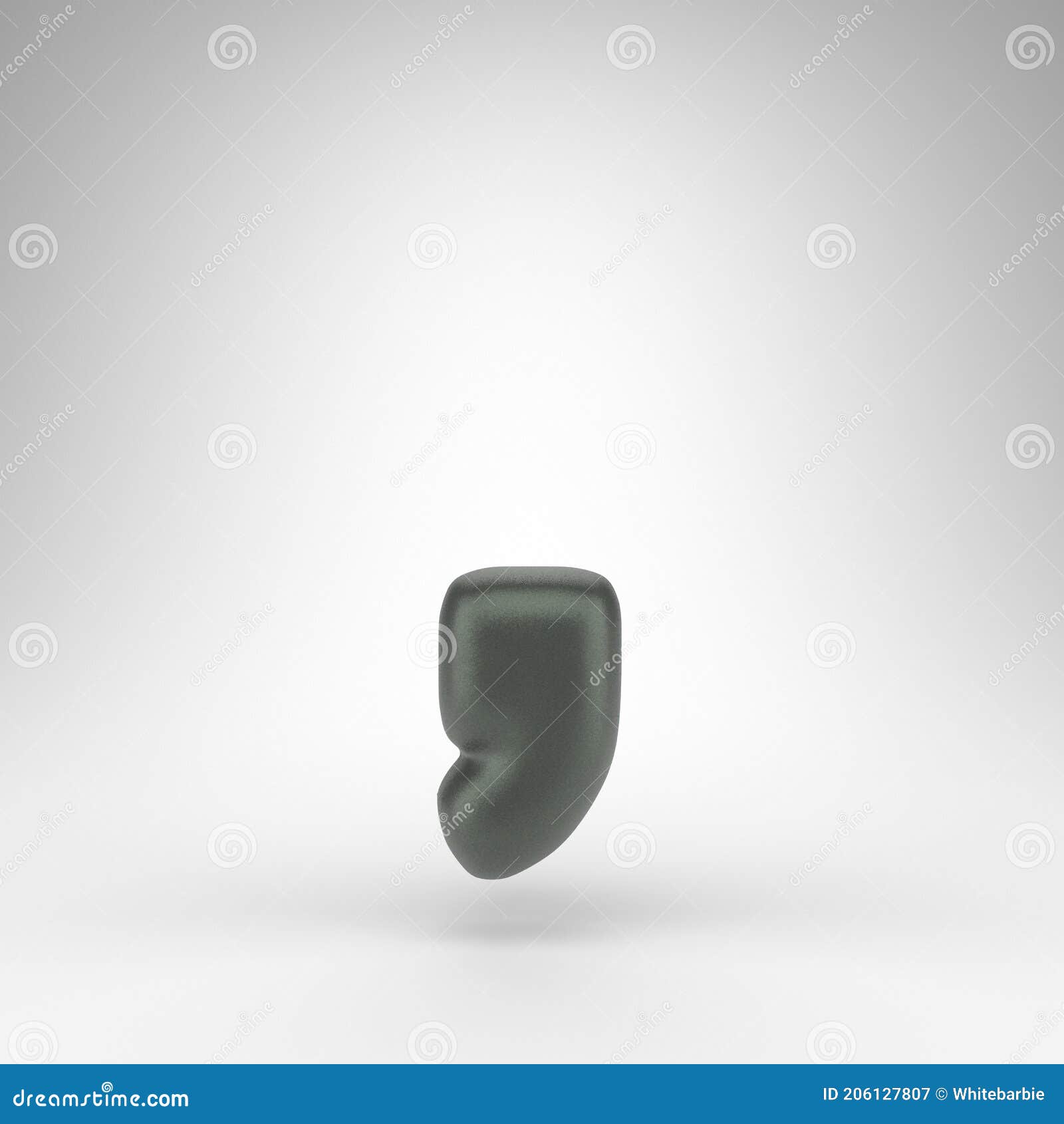 Coma Symbol on White Background. Anodized Green 3D Sign with Matte ...