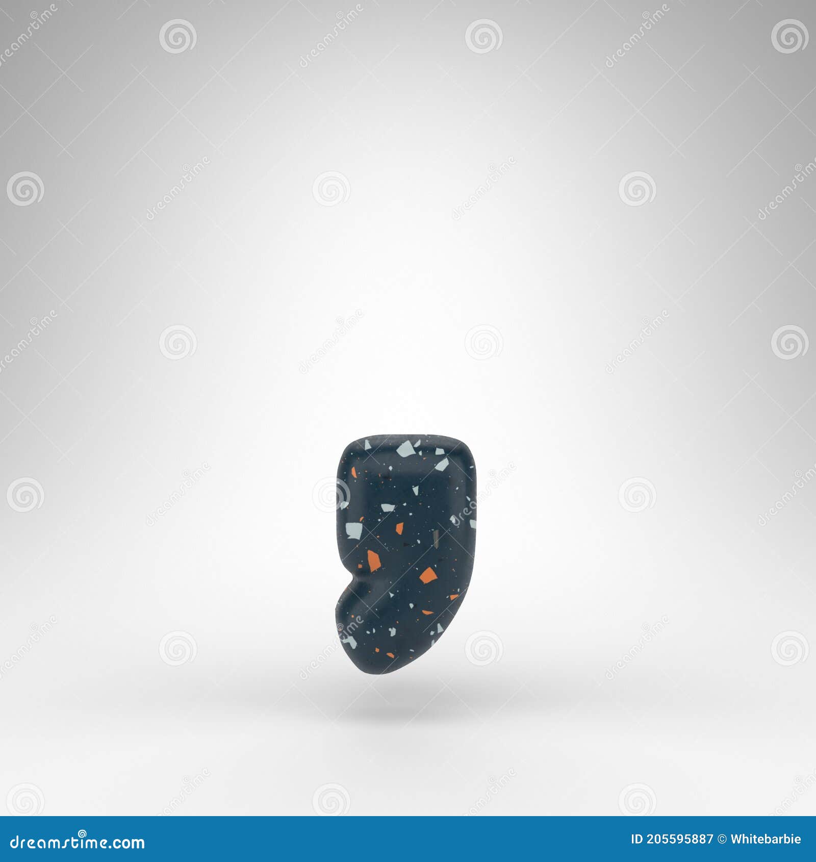 Coma Symbol on White Background. 3D Sign with Blue Terrazzo Pattern ...