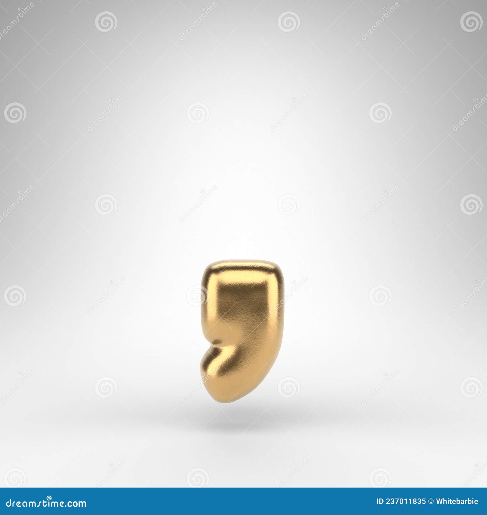 Coma Symbol on White Background. Golden 3D Sign with Gloss Metal ...