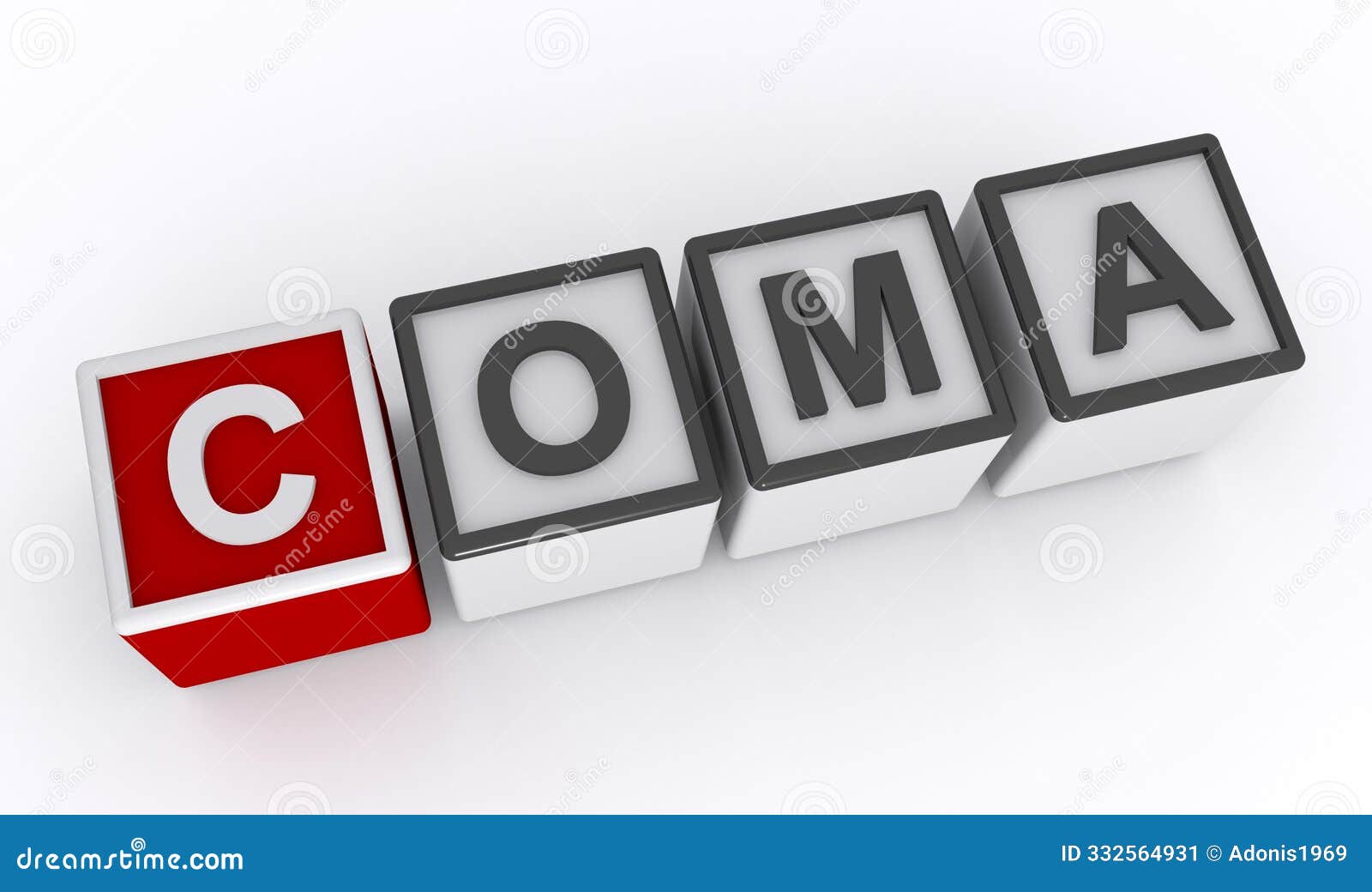 Coma word block on white stock illustration. Illustration of ...