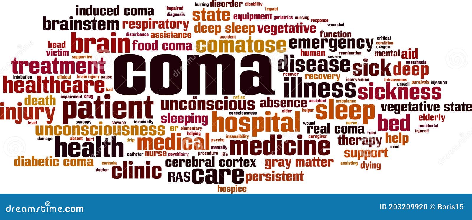 Coma word cloud stock vector. Illustration of injury - 203209920