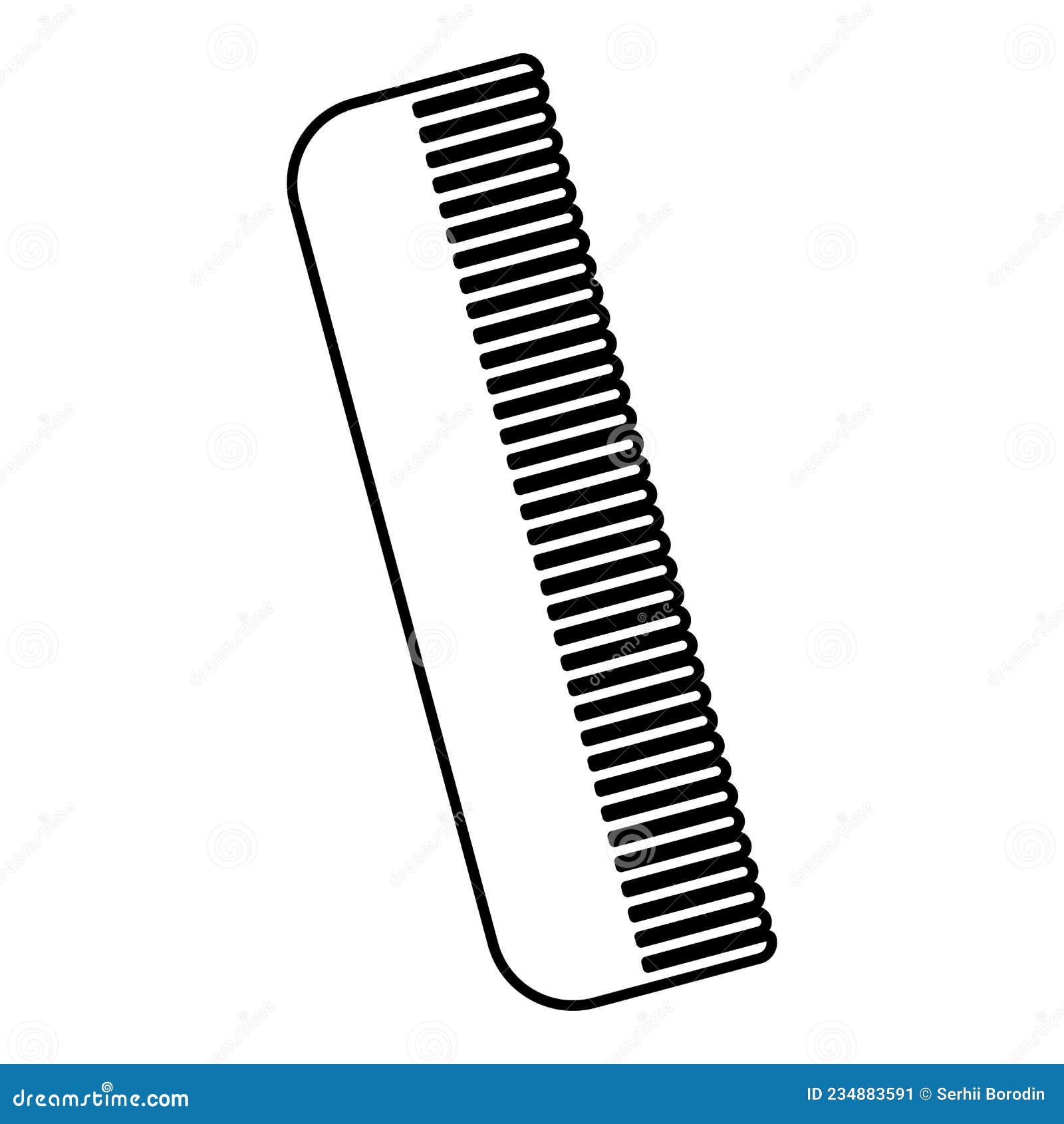 Comb Contour Outline Icon Black Color Vector Illustration Flat Style ...