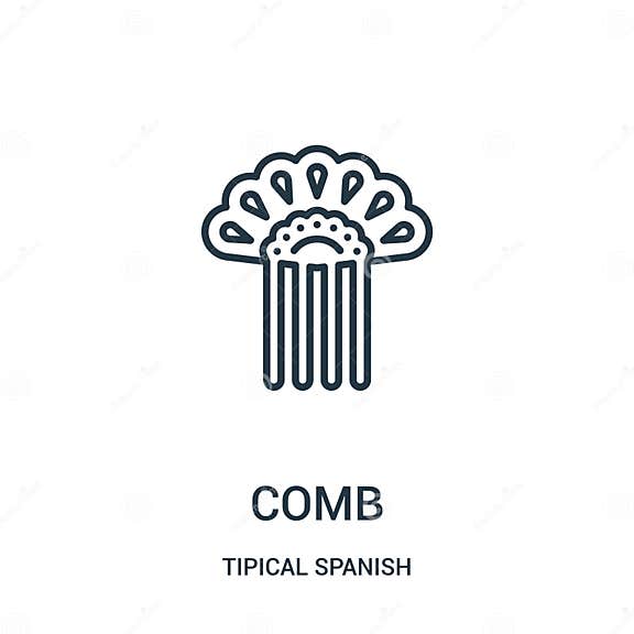 Comb Icon Vector from Tipical Spanish Collection. Thin Line Comb ...
