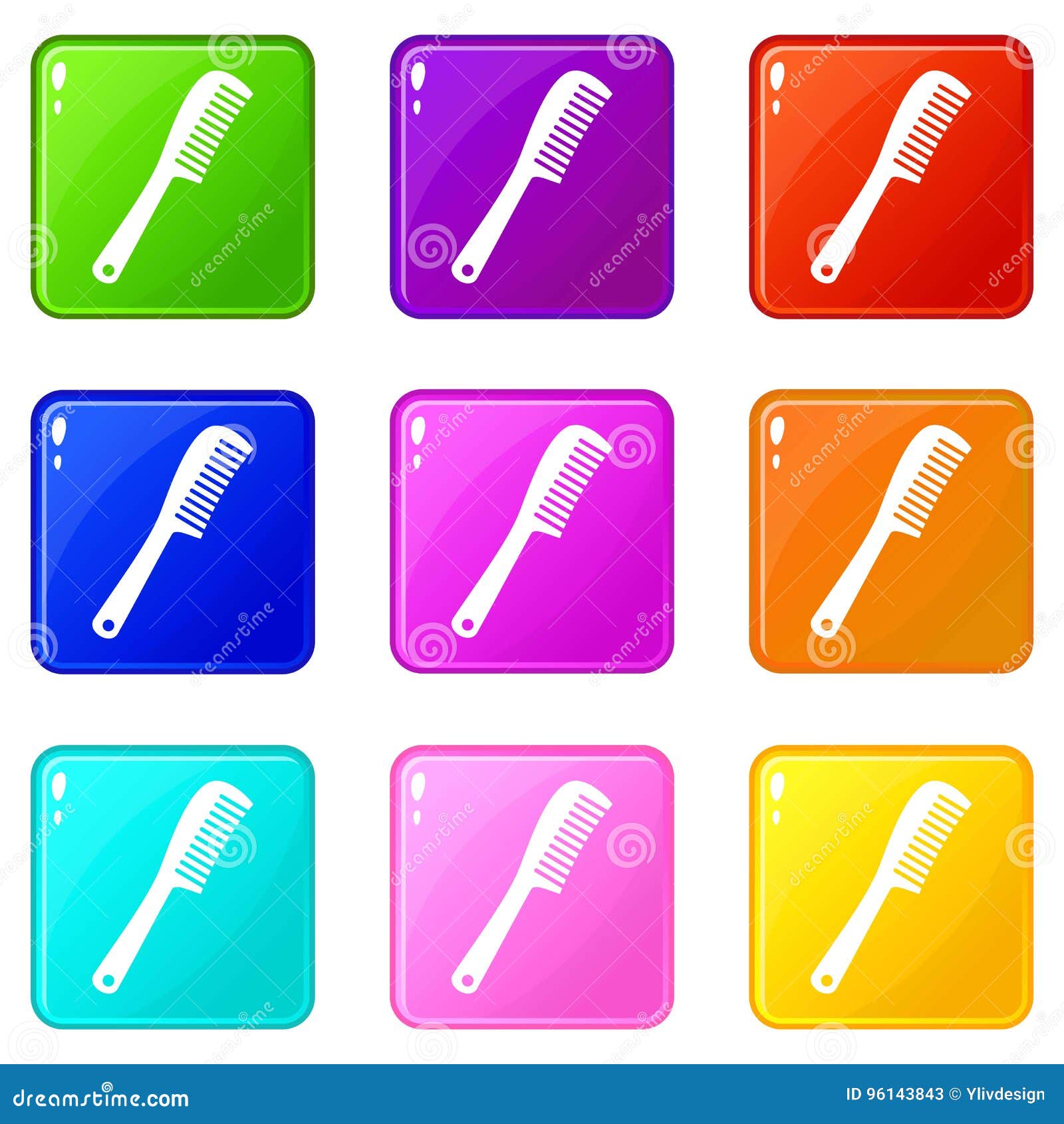 Comb icons 9 set stock vector. Illustration of sign, hairdresser - 96143843