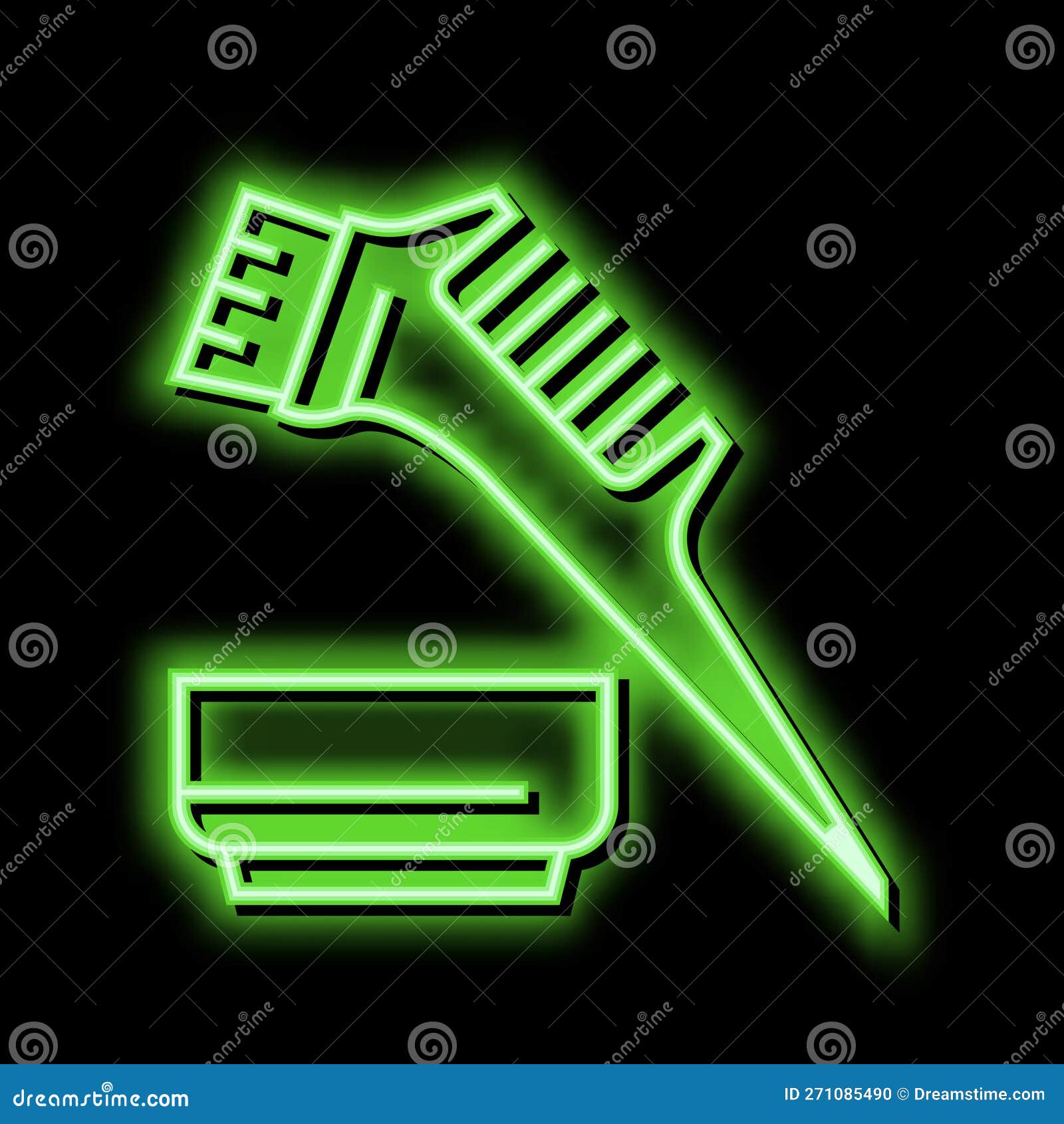 Comb and Plate for Keratin Application Neon Glow Icon Illustration ...