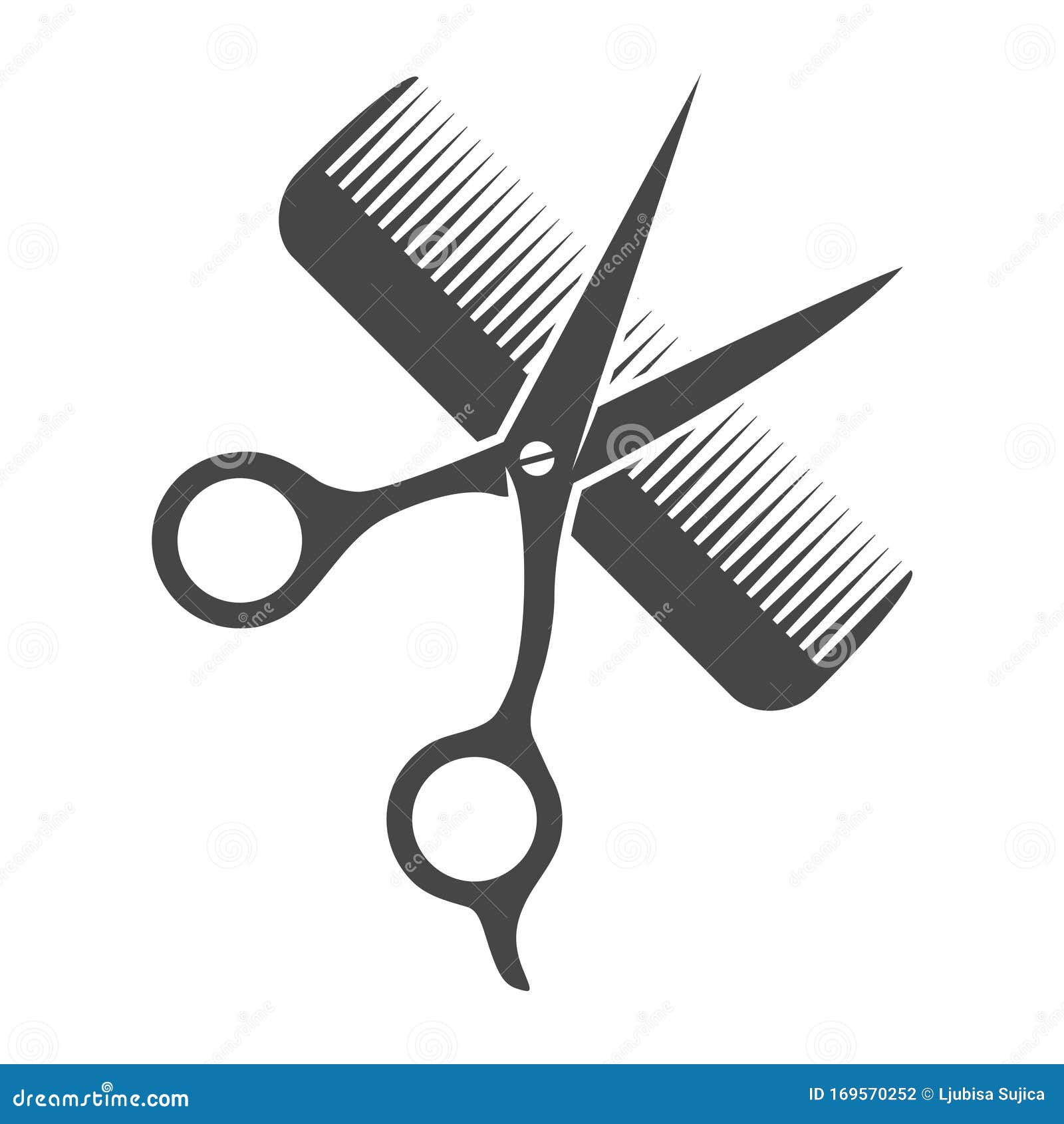 Comb and scissors icon stock vector. Illustration of icon - 169570252