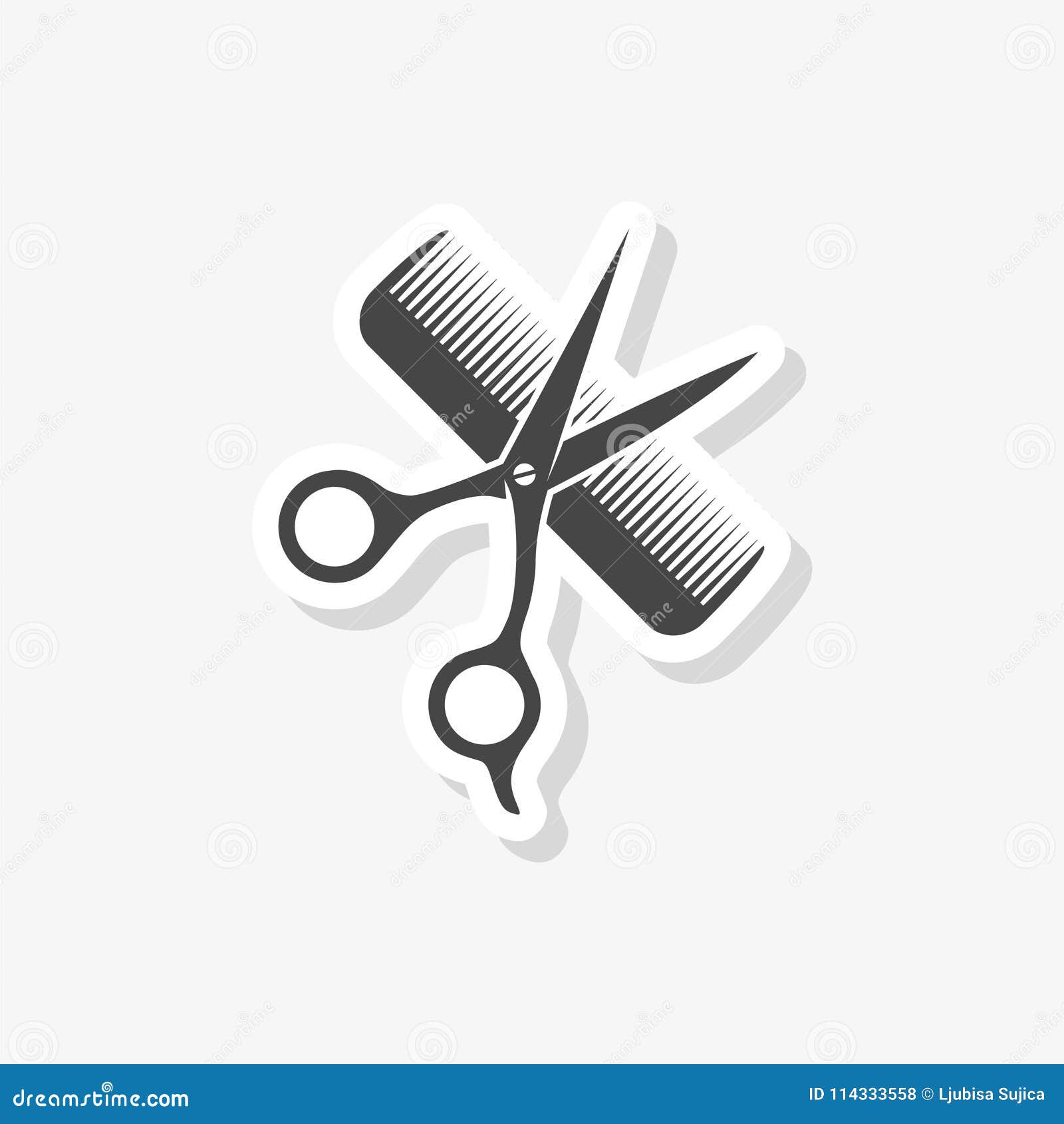 Scissors And Comb Icon, Outline Style Vector Illustration ... Scissors And Comb Icon, Outline Style Vector Illustration ...