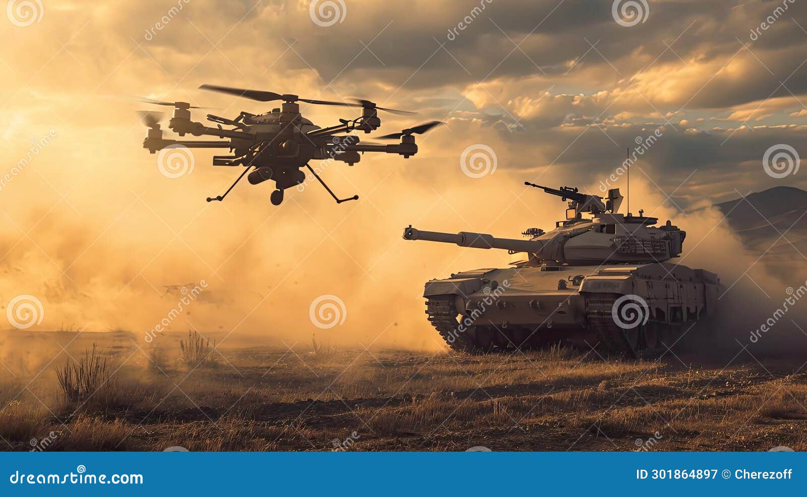 Combat Aerial Drone Attacking a Tank Stock Image - Image of conflict ...