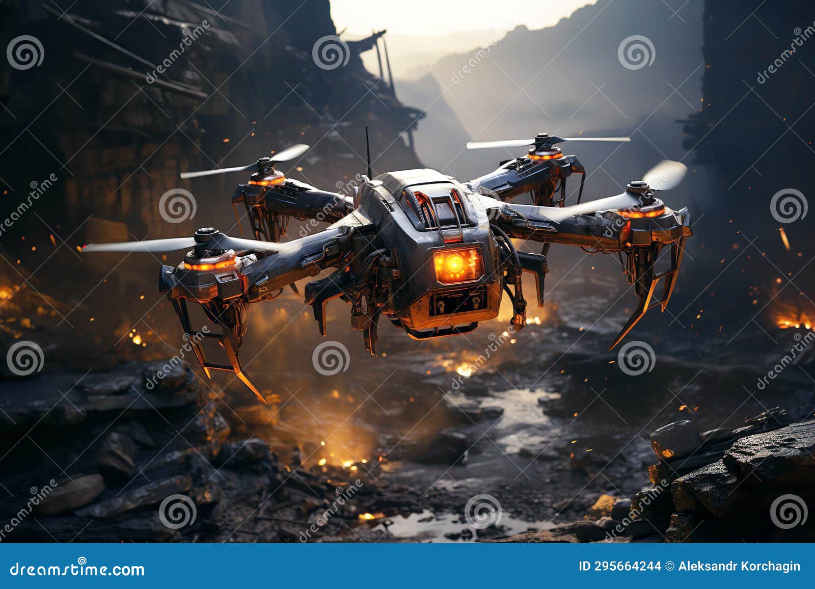 Combat Armed Military Drone with Explosives in War Stock Photo - Image ...