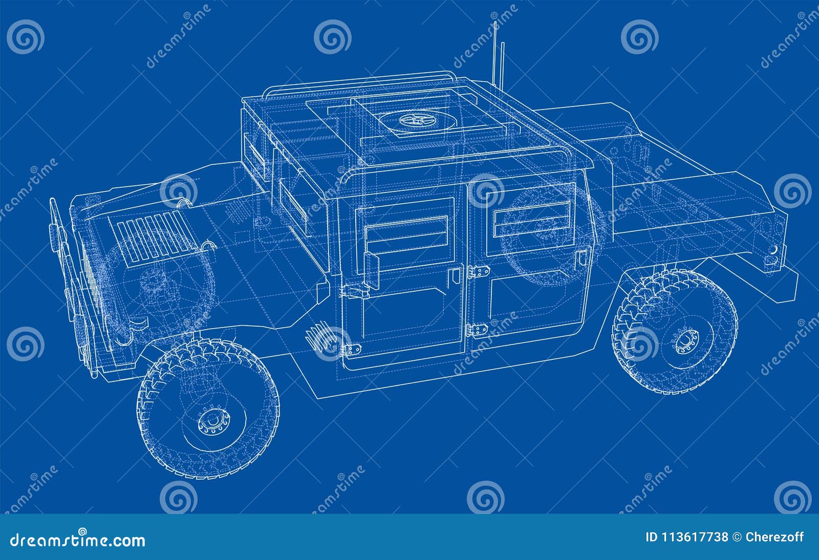 Combat car blueprint stock illustration. Illustration of outline ...