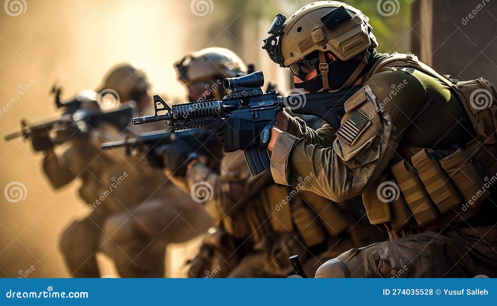Combat Commandos in Action - Generative Ai Stock Illustration ...