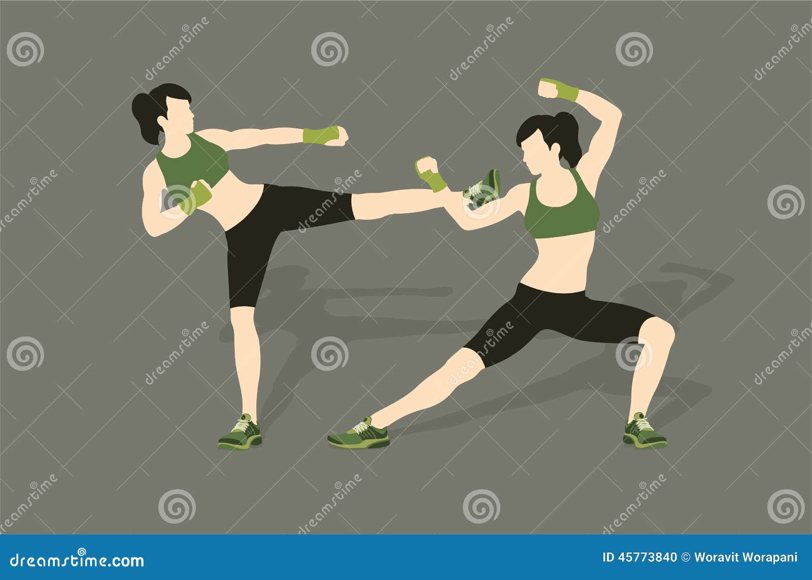 Combat De Combat De Corps De Jeune Femme Illustration De Vecteur