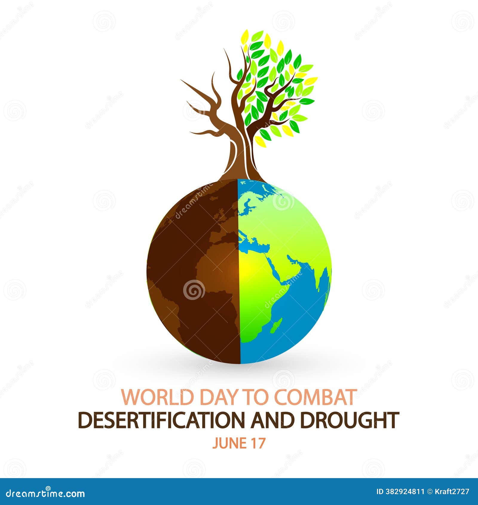Combat Desertification And Drought World Day To Leaf Planet Cartoon ...