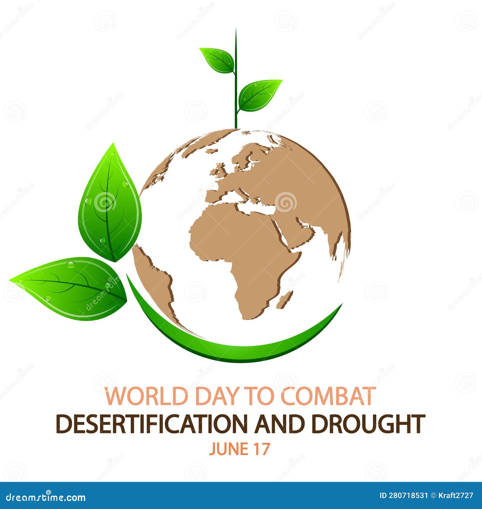 Combat Desertification And Drought World Day To Leaf Planet Stock