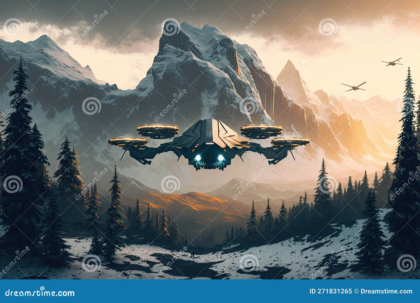 Combat Drone In The Sky On A Mission, An Unmanned Aerial Vehicle ... Combat Drone In The Sky On A Mission, An Unmanned Aerial Vehicle ...