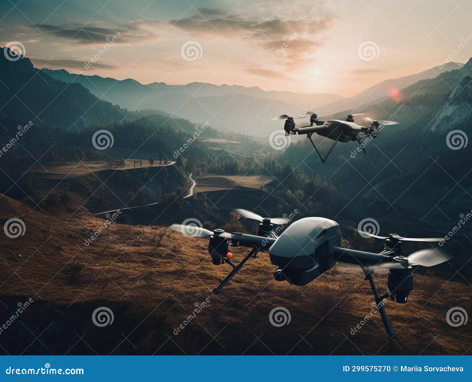 A Combat Drone during a Mission in Flight. AI Generated Stock ...