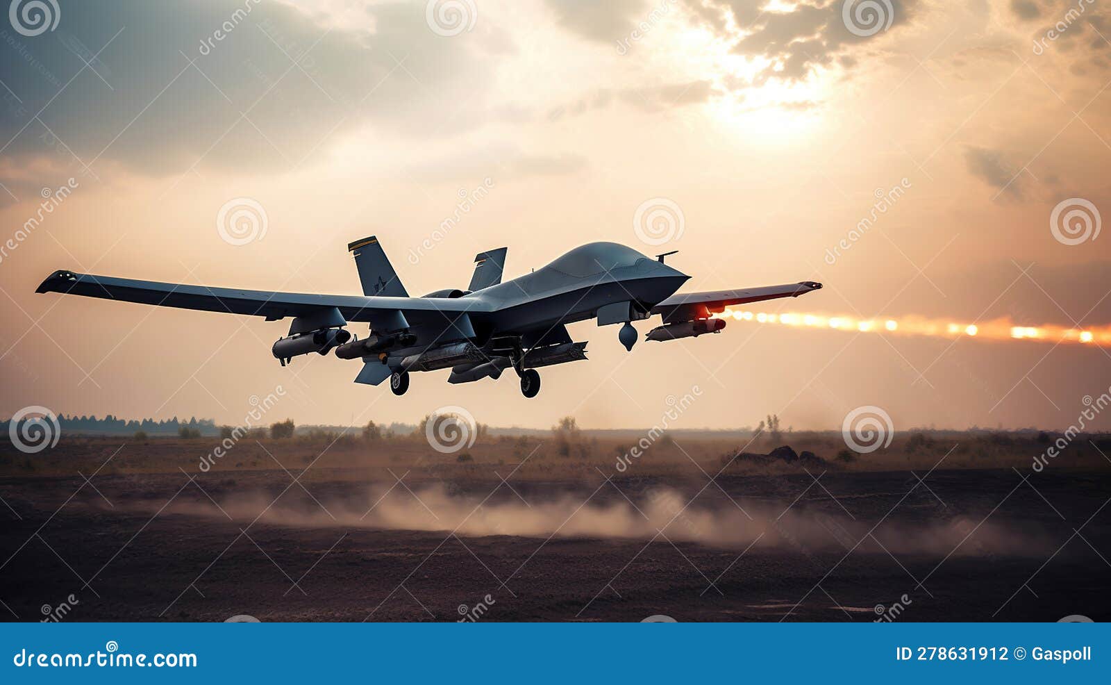 Combat Drone In The Sky On A Mission, An Unmanned Aerial Vehicle ... Combat Drone In The Sky On A Mission, An Unmanned Aerial Vehicle ...