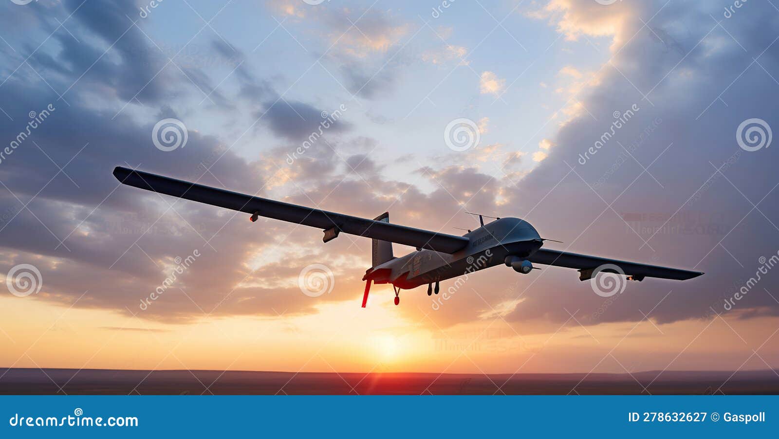 Combat Drone In The Sky On A Mission, An Unmanned Aerial Vehicle ... Combat Drone In The Sky On A Mission, An Unmanned Aerial Vehicle ...