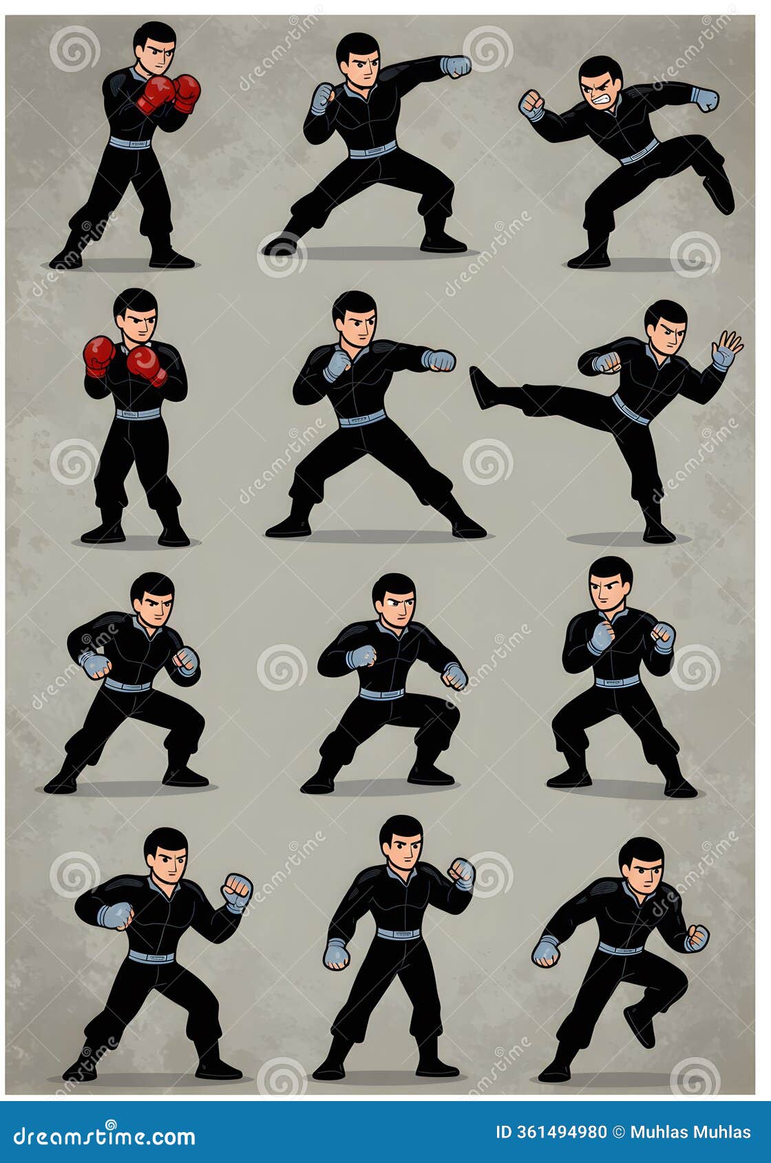 Combat & Fighting Stances - Action-Packed Reference Stock Illustration ...