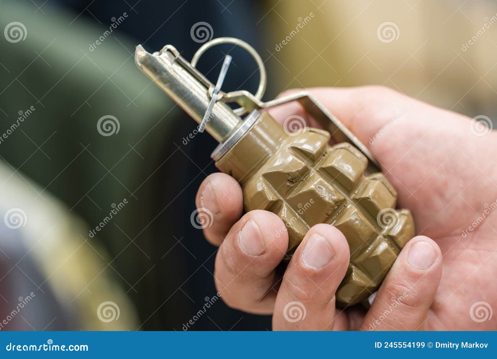 Combat Grenade in the Hand of a Military Training Instructor ...