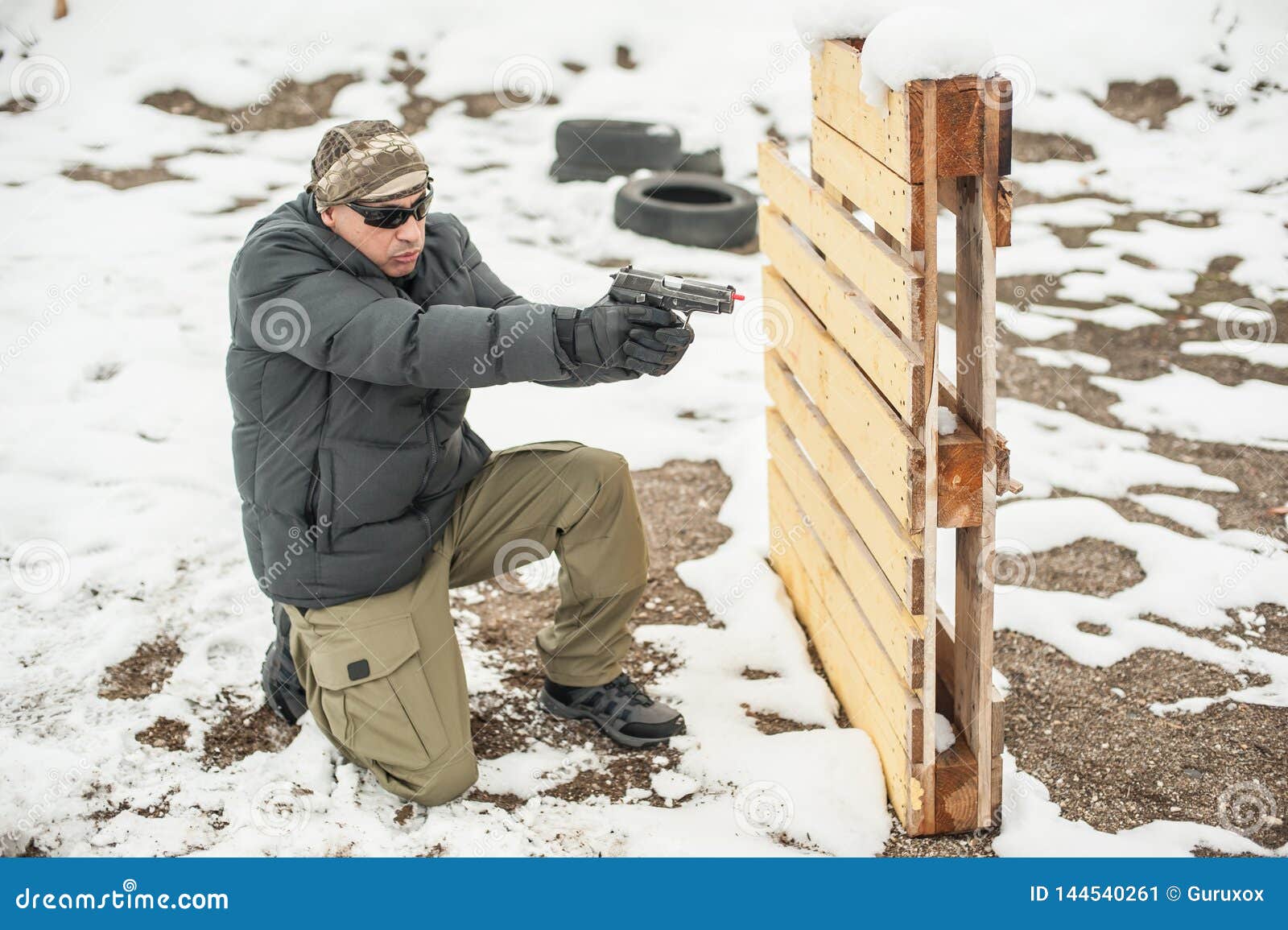 Combat Gun Shooting Training Behind and Around Cover or Barricade Stock ...