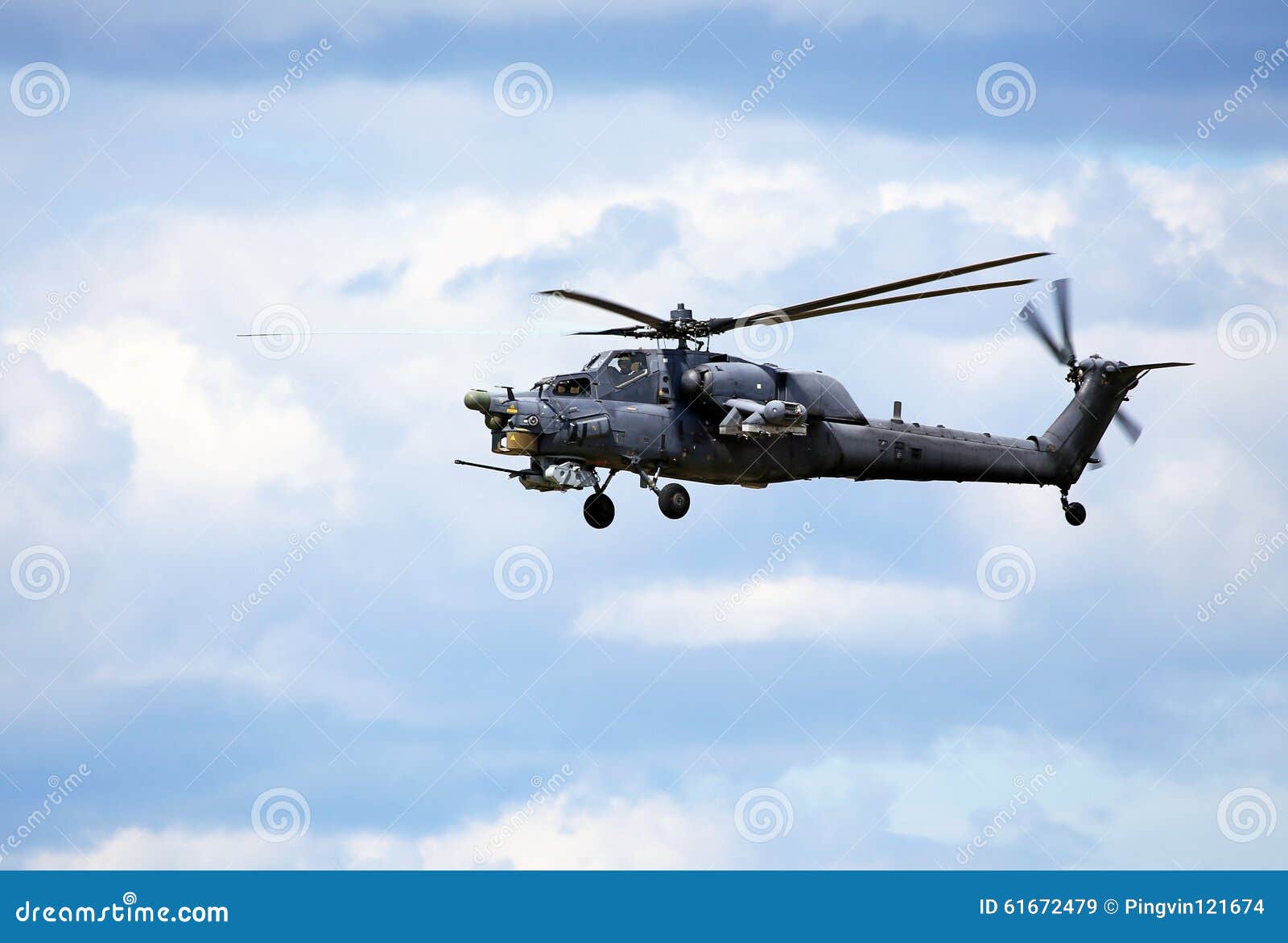 Combat Helicopter in Flight Stock Image - Image of destroy, soldier ...