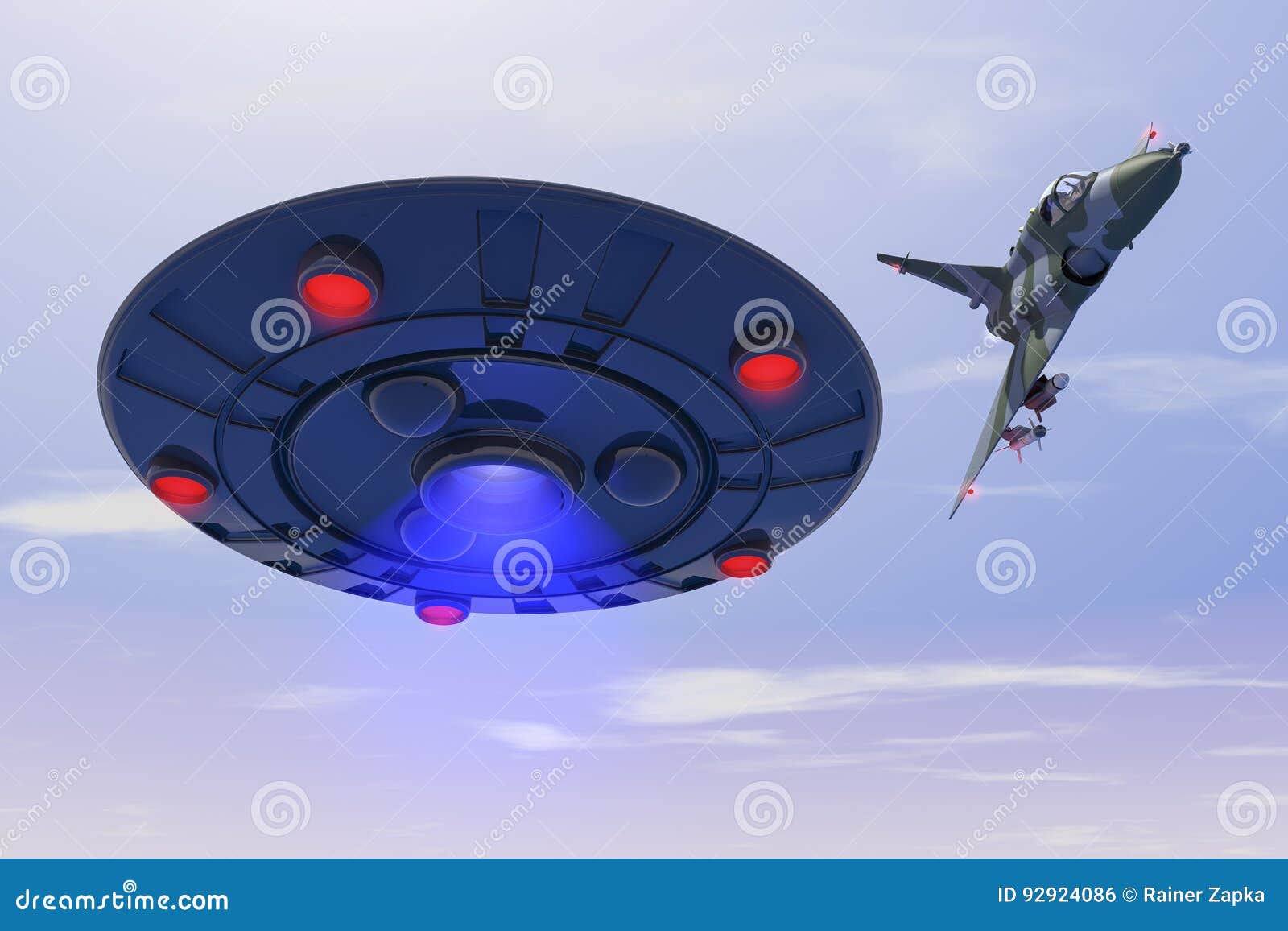 A combat jet hits an ufo stock illustration. Illustration of attack ...