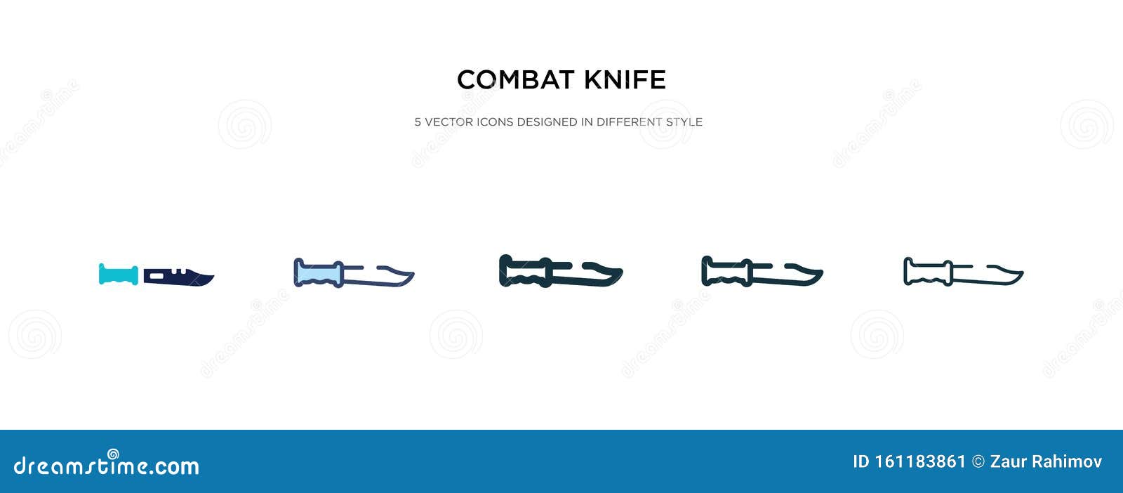 Combat Knife Icon in Different Style Vector Illustration. Two Colored ...