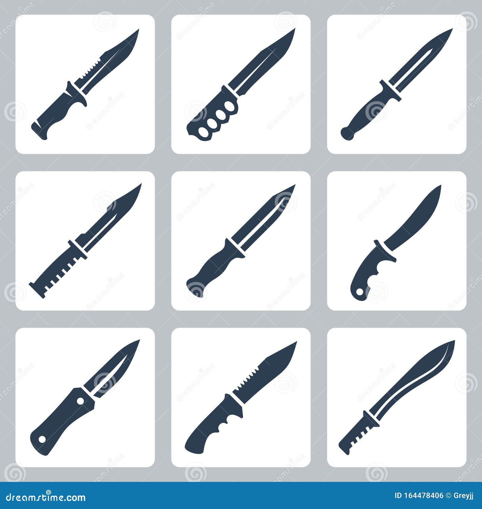 Combat knives icon set stock photo. Image of throw, bowie - 164478406