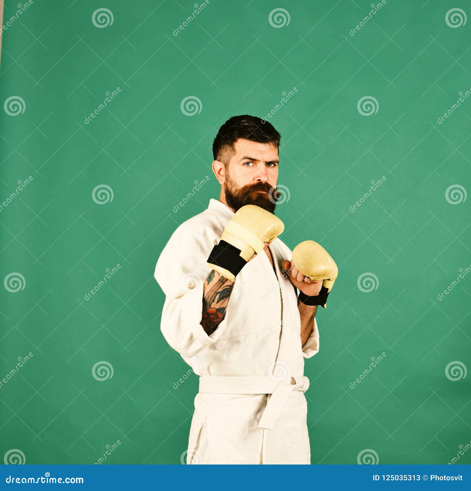 Combat Master Practices Attack or Defense Posture. Stock Image - Image ...