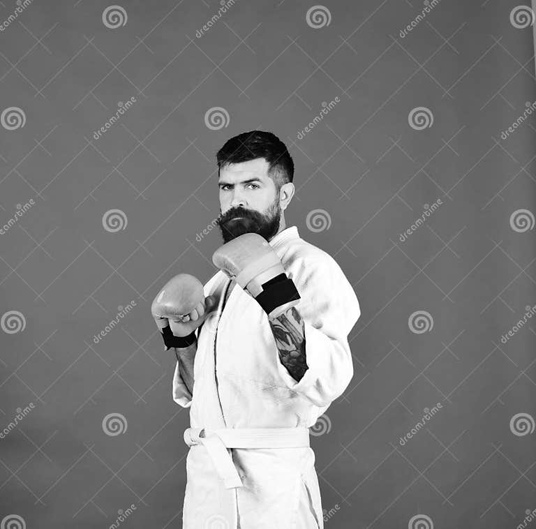 Combat Master Practices Attack or Defense Posture. Stock Photo - Image ...