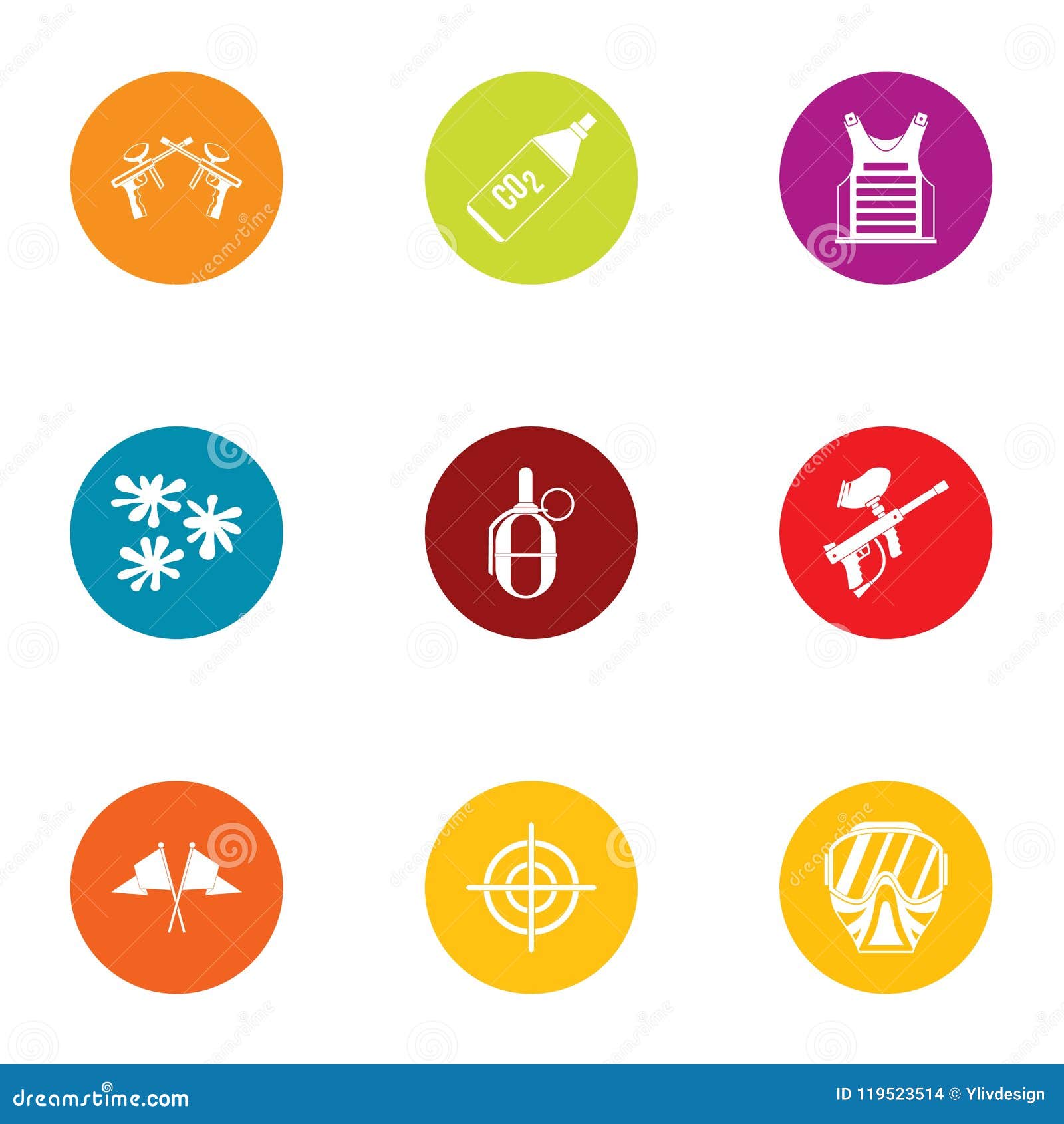 Combat Training Icons Set, Flat Style Stock Vector - Illustration of ...