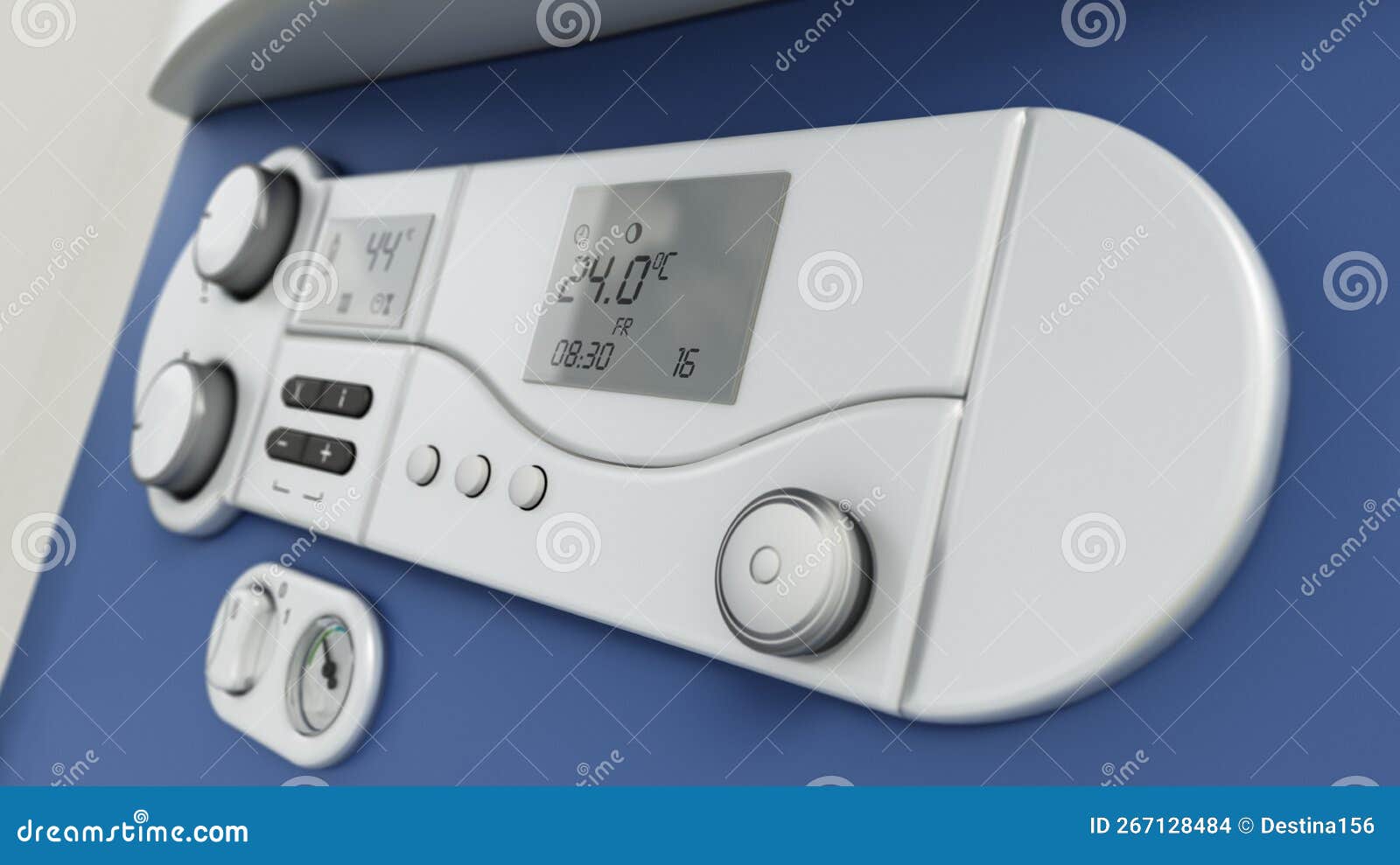 Combi Boiler Control Panel Macro Detail. 3D Illustration Stock Photo ...