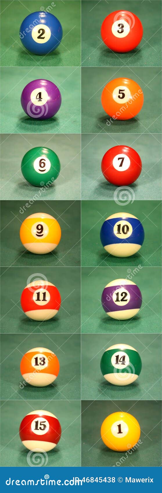 Combination of All Pool Balls Stock Photo - Image of balls, pool: 46845438