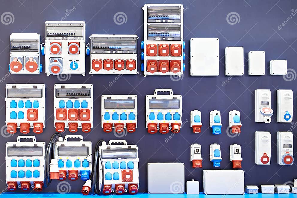 Combination Boxes Sockets Outlets in Store Stock Image - Image of group ...