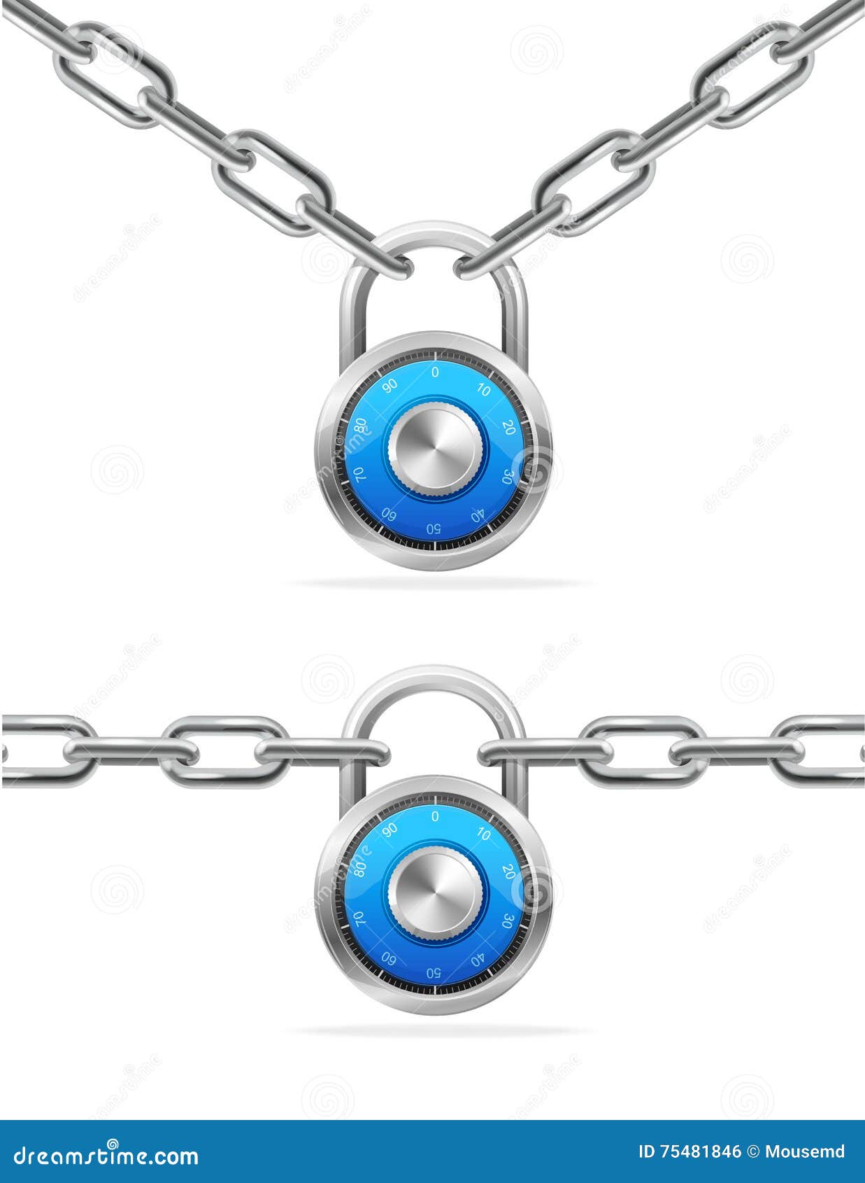 Combination Chain and Padlock. Vector Stock Vector - Illustration of ...