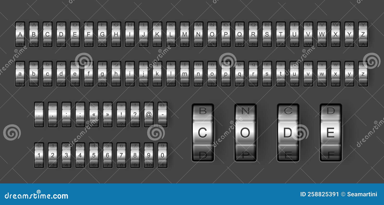 Combination Code Lock Font, Padlock Type, Typeface Stock Vector ...