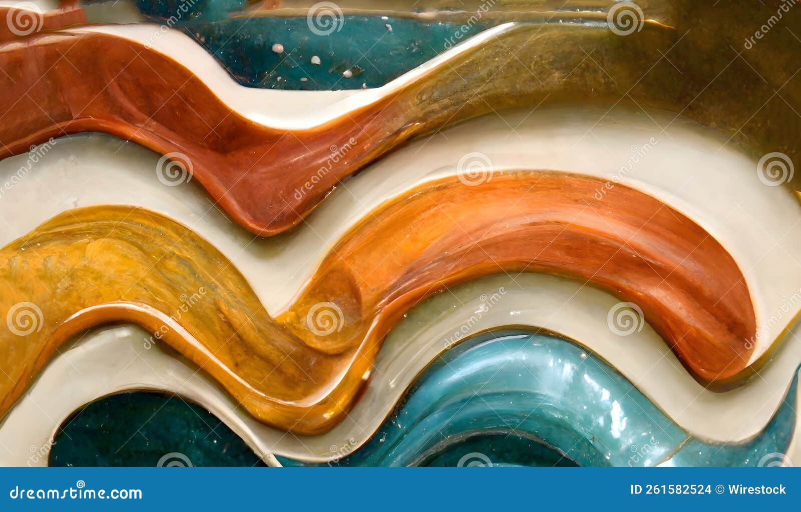 Combination of Colorful Wave Ceramic on a Platform. Stock Illustration ...