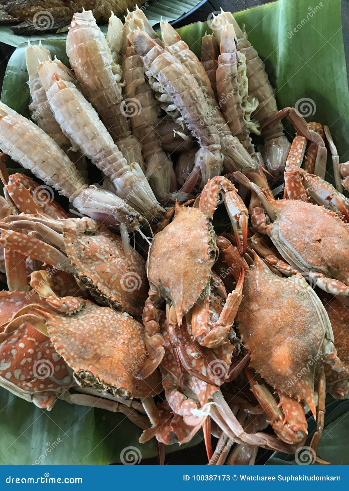 Combination Dish of Steamed Seafood. Stock Image - Image of crayfish ...