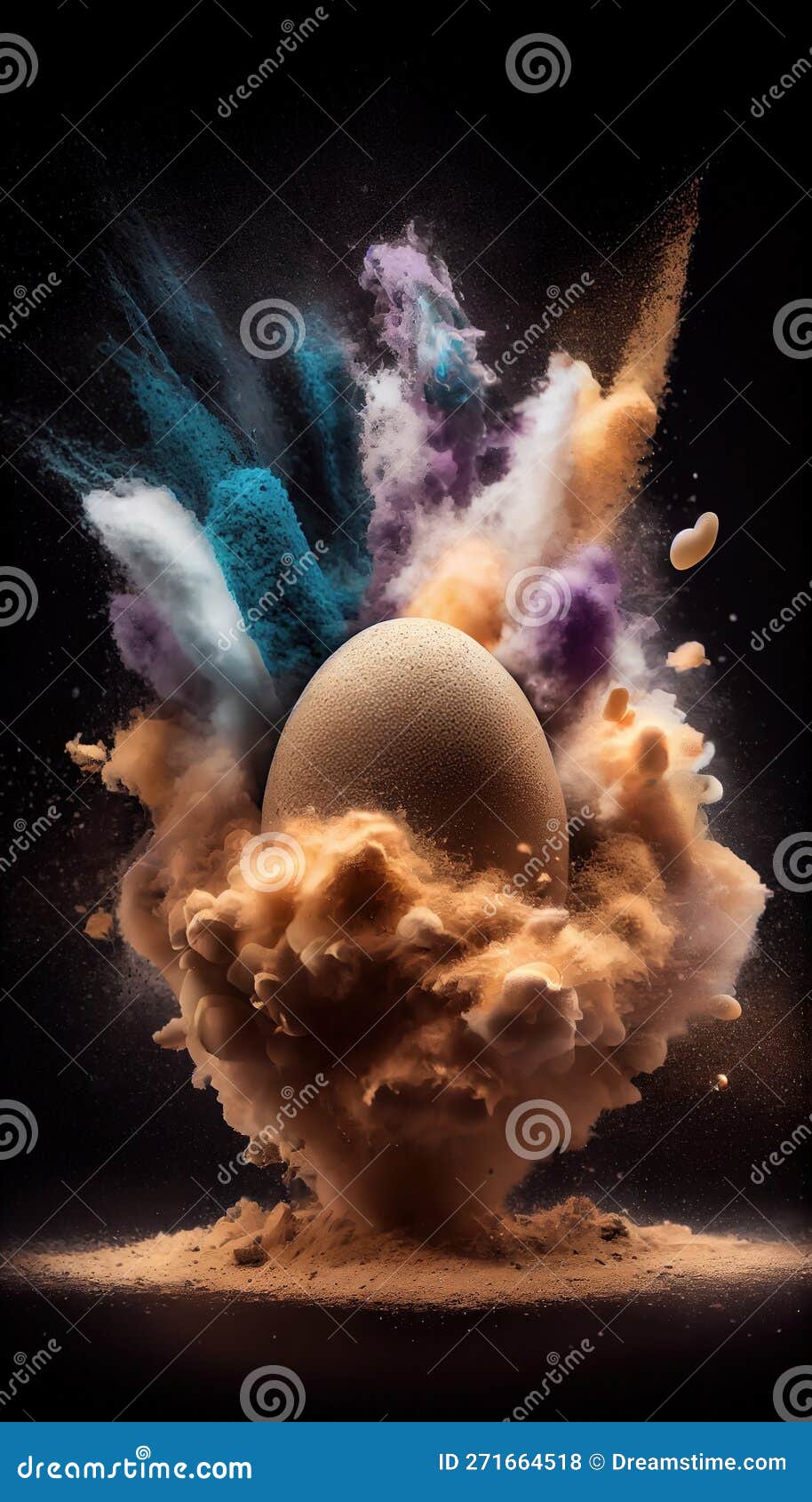 The Combination of an Egg Falling Onto Colorful Sand and Creating an ...