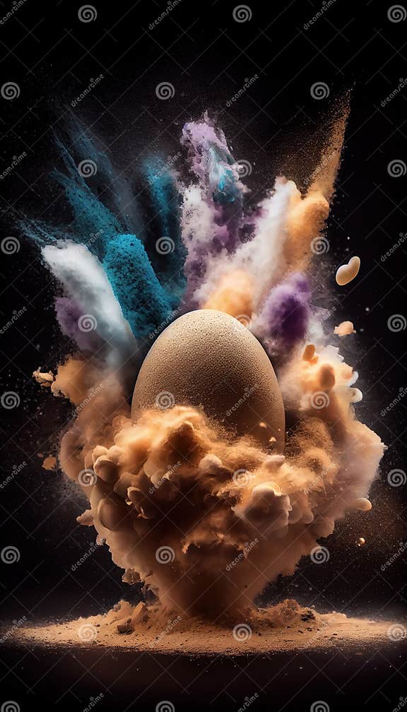 The Combination of an Egg Falling Onto Colorful Sand and Creating an ...