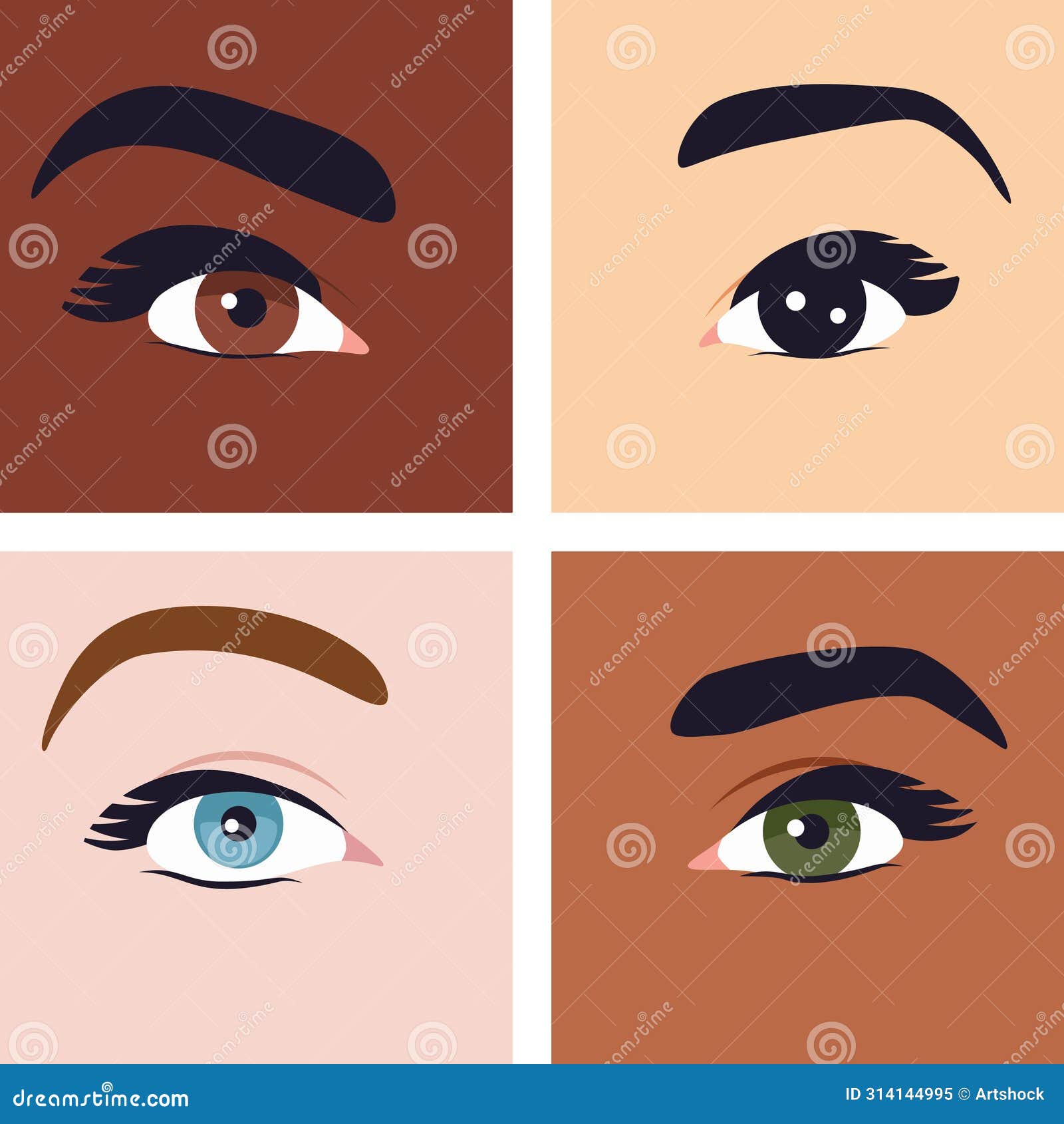 Eyes on Different Skin Tone Stock Illustration - Illustration of race ...