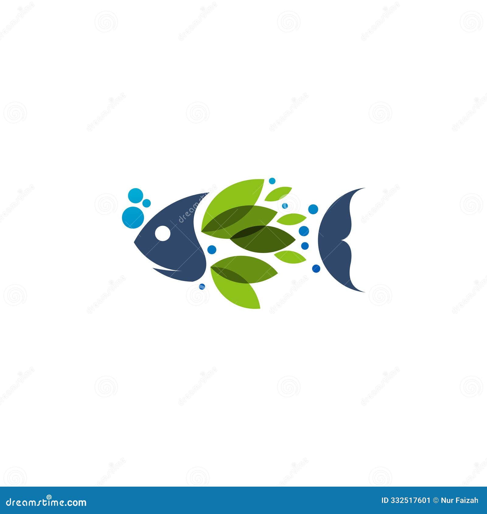 A Combination of Fish and Leaf Logos, Nature Design Stock Illustration ...