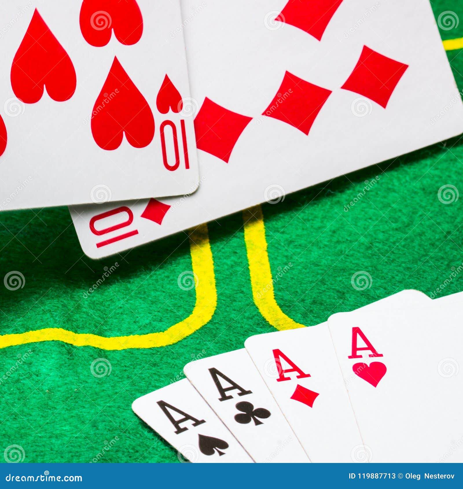 Combination of Four Aces and Falling Playing Cards Stock Image - Image ...