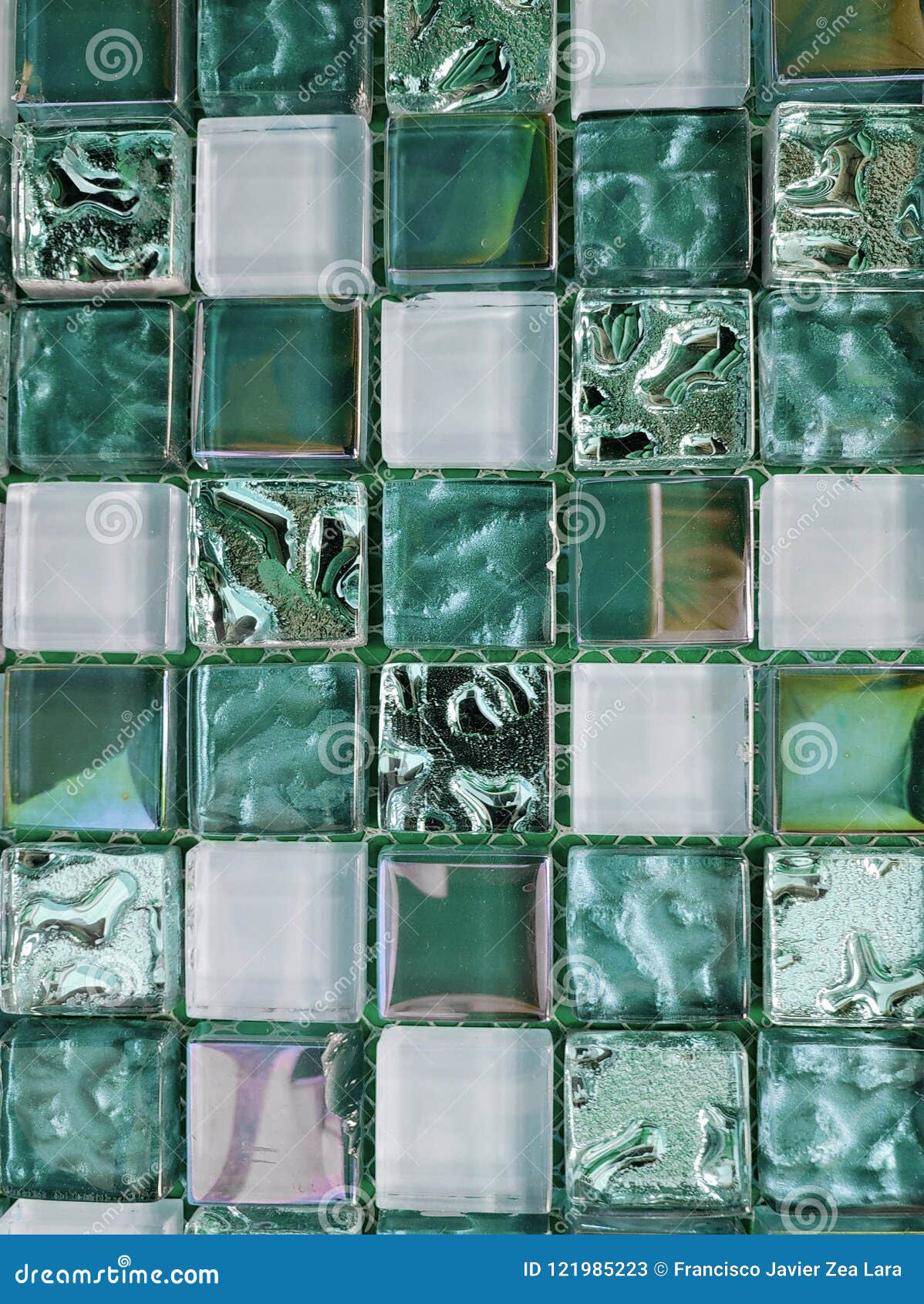 Combination of Glass and Stone Squares in Aquamarine Tones, Wall Design ...