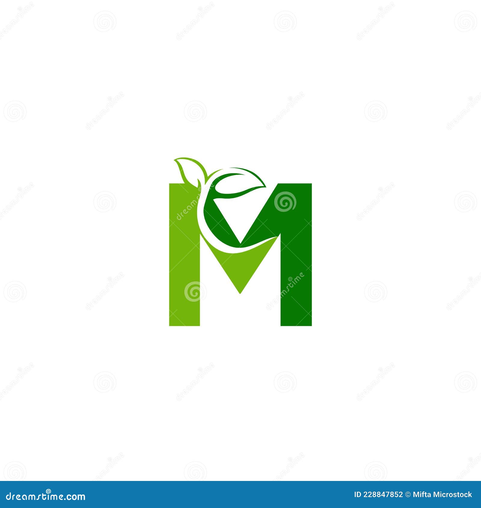 Combination of Green Leaf and Initial Letters M Logo Design Vectors ...