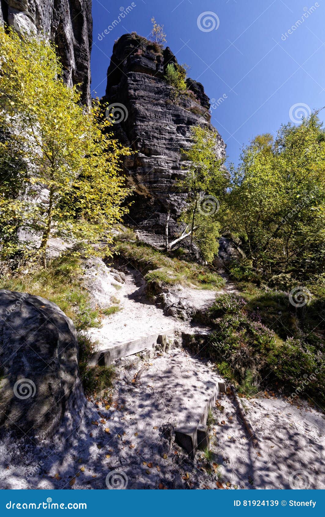 A Combination of Greenery, Rocks, Cliffs and Stock Image - Image of ...