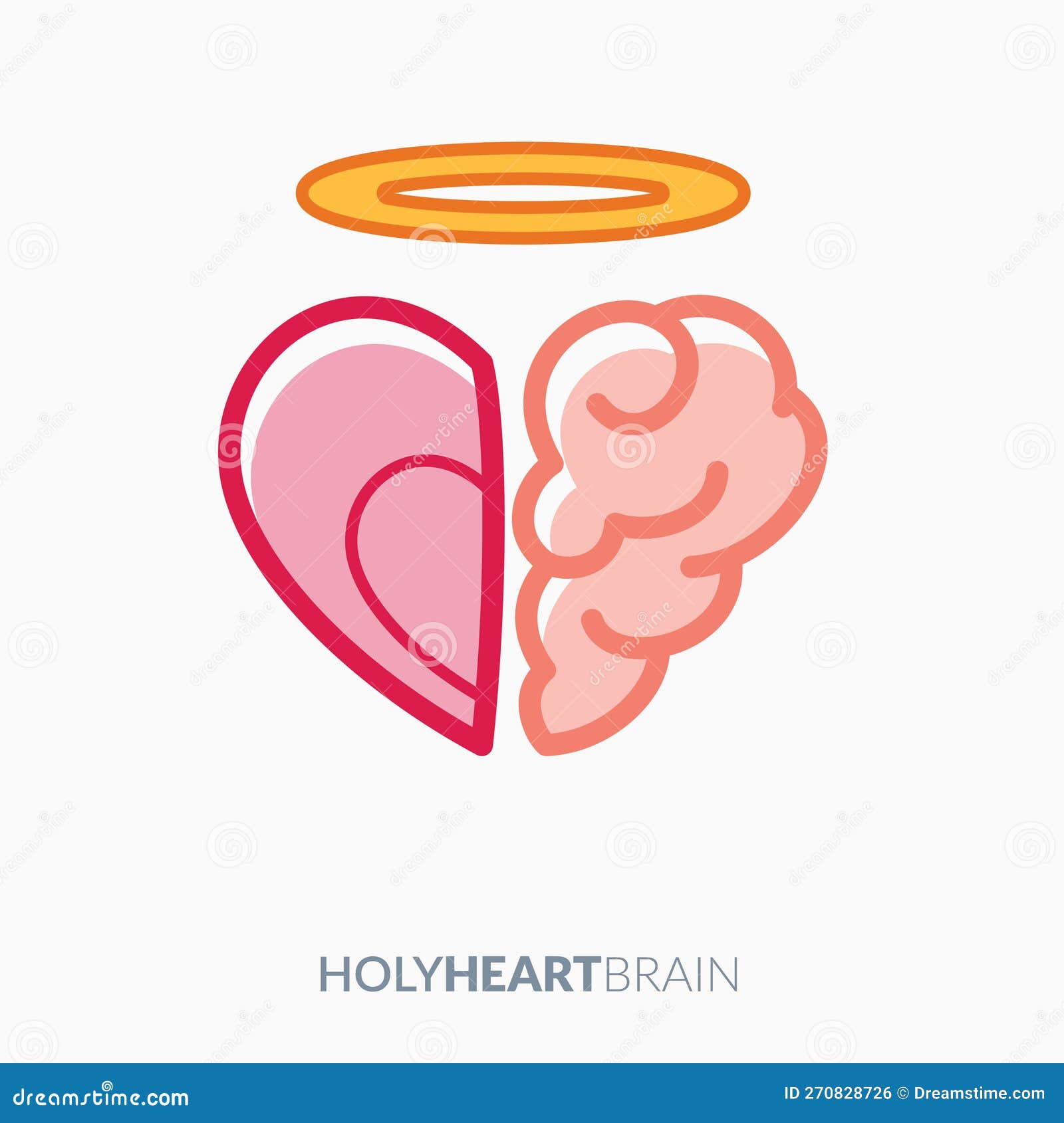 The Combination between the Heart and the Brain. Isolated Vector ...