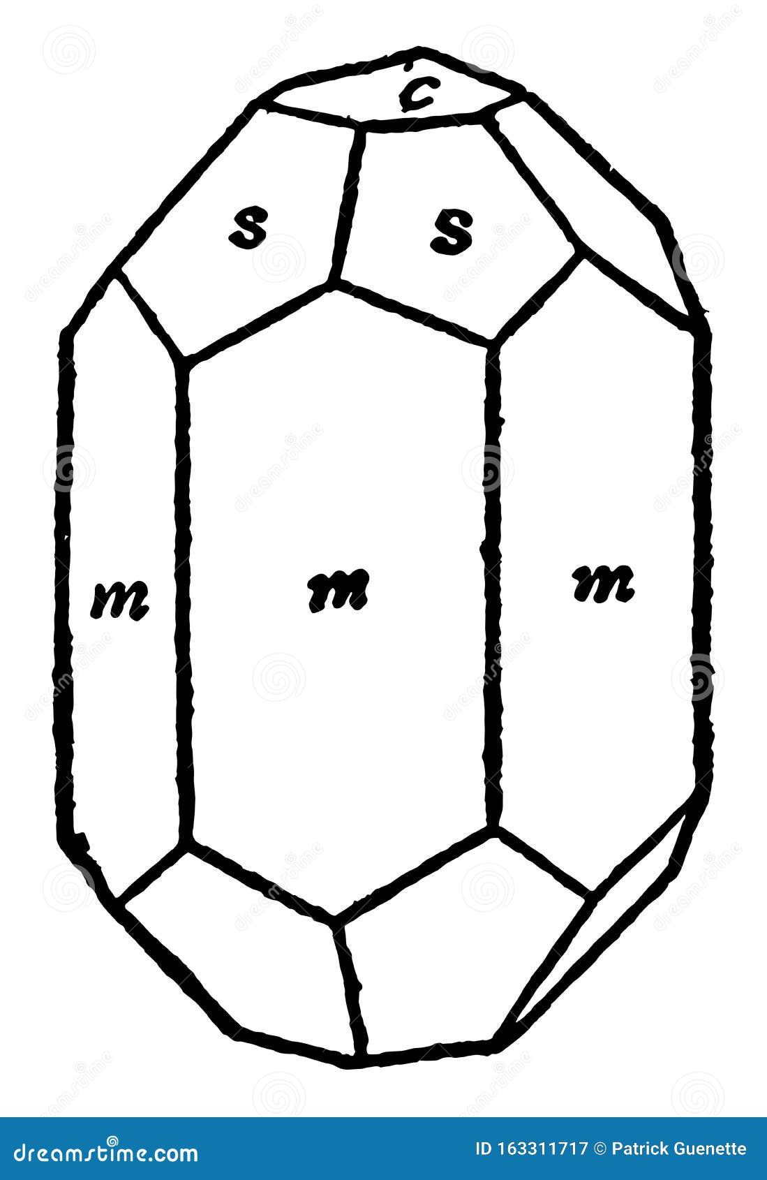 Combination Of Tetragonal Prism And Basal Pinacoid Vintage Illustration ...