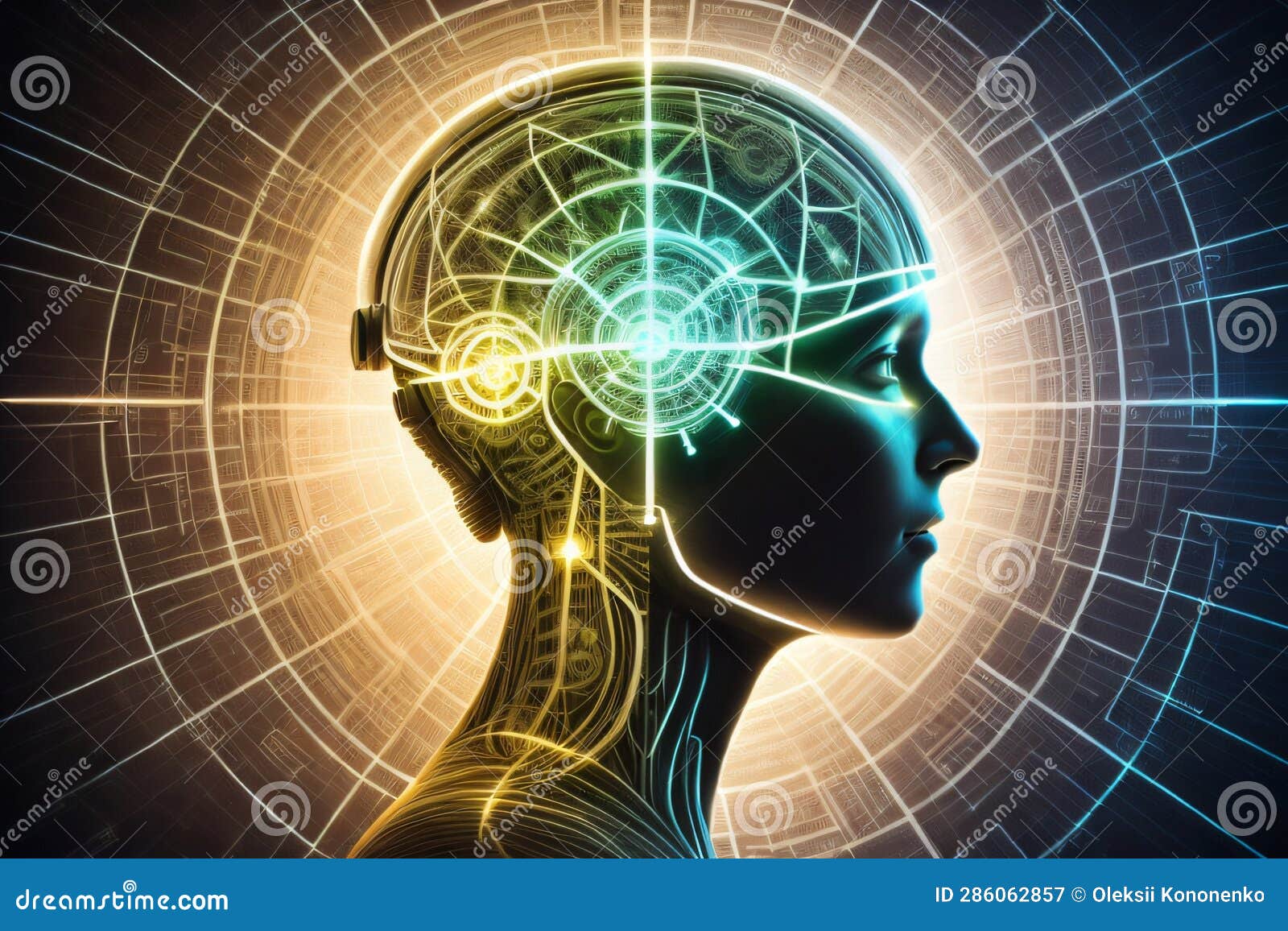 Combination of a Human Face and Fractal Elements, Ideal for Projects on ...